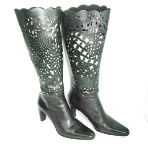 Bellini | Shoes | Bellini Black Leather Boots Wide Calves 7 2 | Poshmark